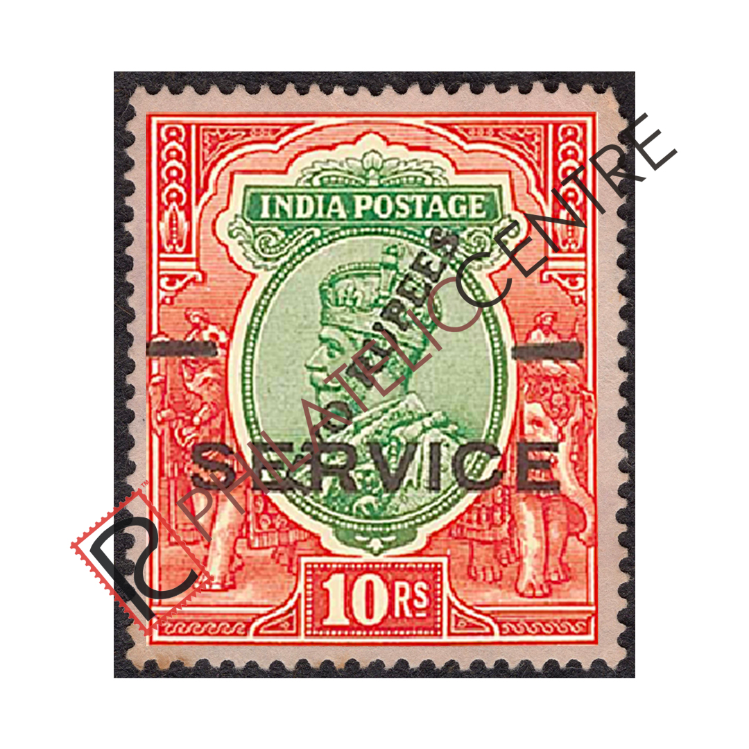 PCS74 BRITISH INDIA MINT STAMP 1926 S64 SURCHARGED 2R ON 10R GREEN